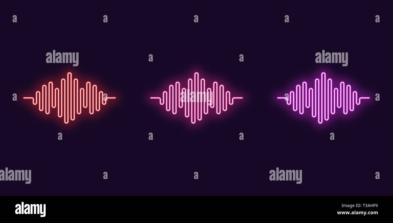 Neon icon Set of Digital sound wave. Vector abstract illustration of ...