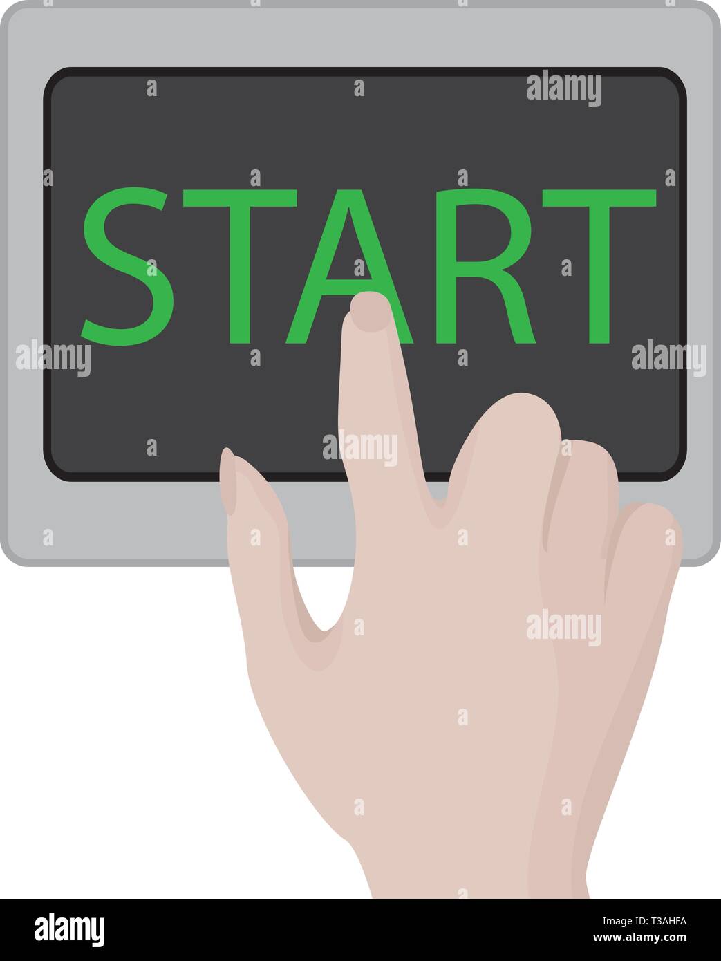 Keyboard Start Power Button Computer or laptop with fingers Vector ...