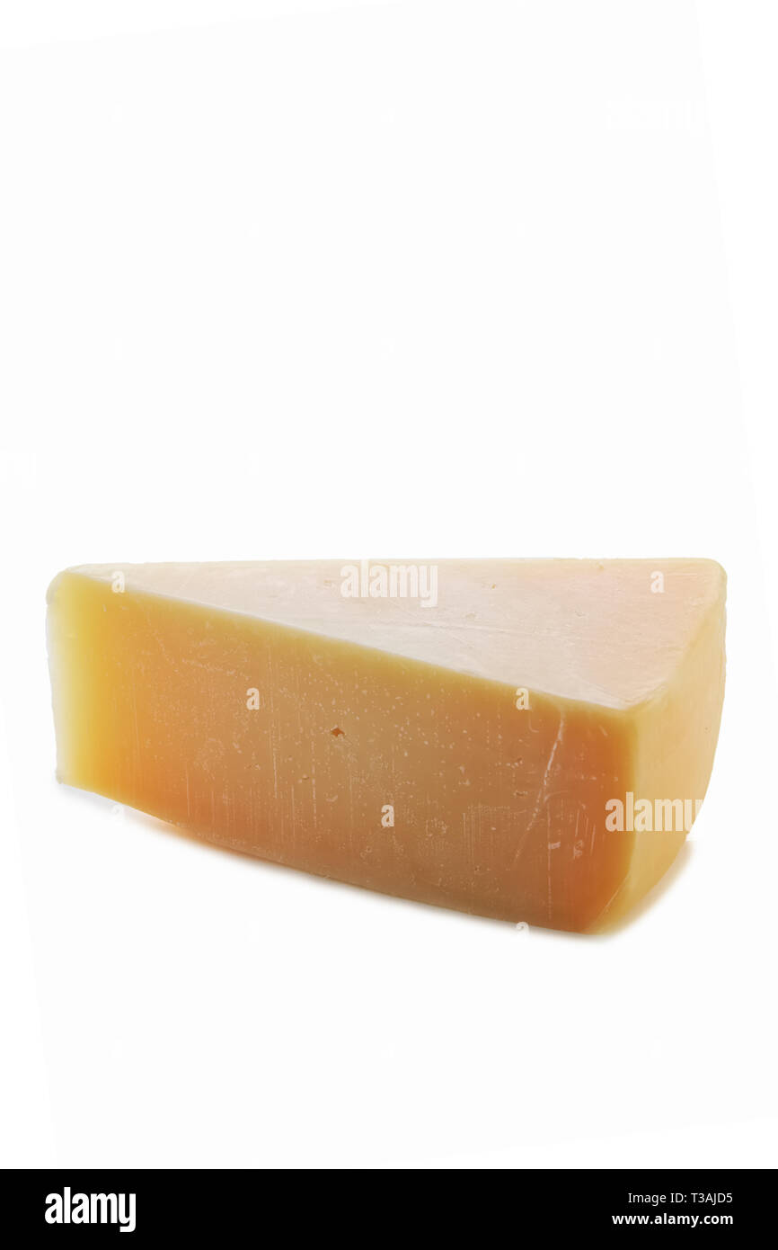 Triangle piece of parmesan cheese isolated on white Stock Photo - Alamy