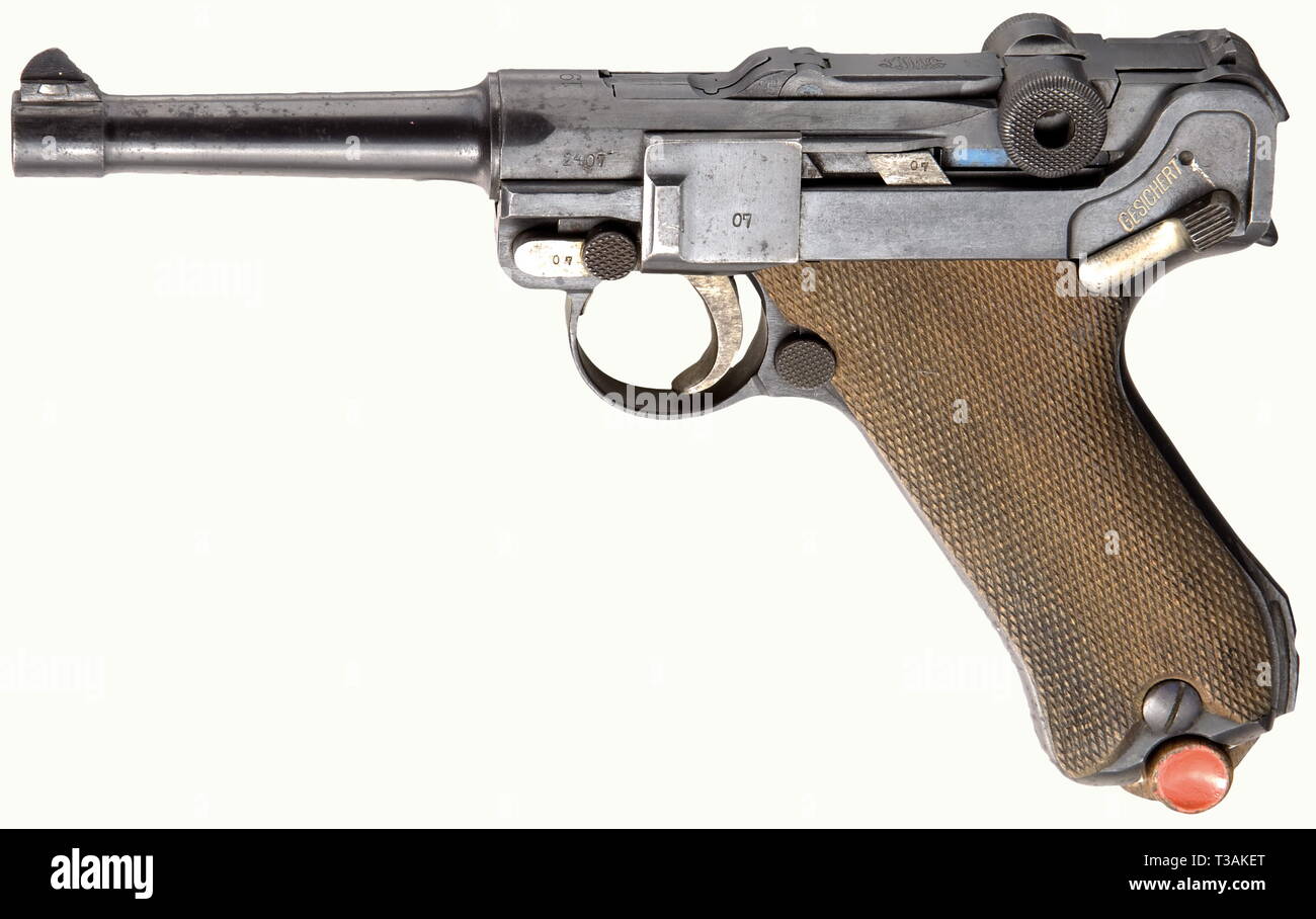 Small arms, pistols, Luger Pistol 08 Parabellum, caliber 9 mm ...