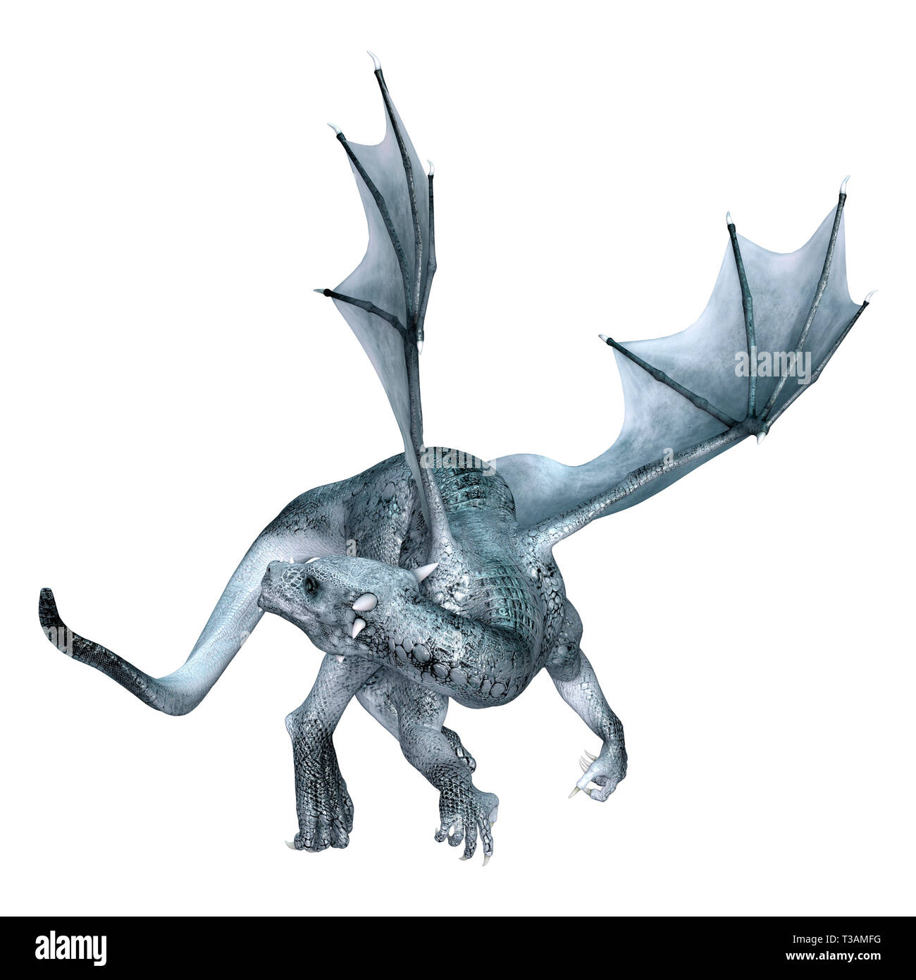 3D rendering of a fantasy dragon whelp isolated on white background ...