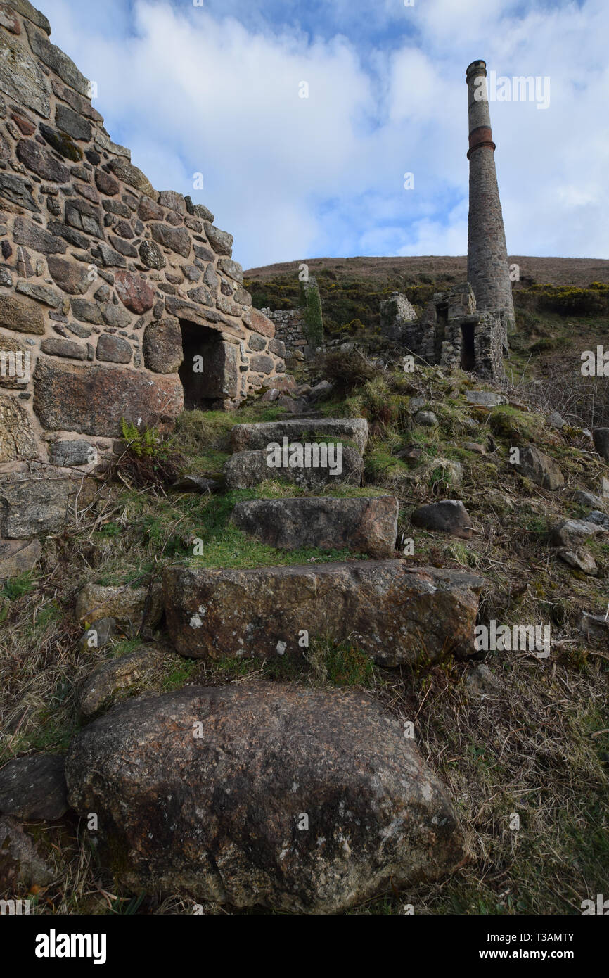 Mine workings Kenidjack Valley St Just Cornwall Stock Photo - Alamy