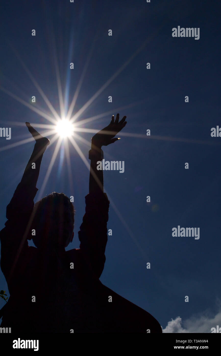 silhouette of a man and sun Stock Photo - Alamy