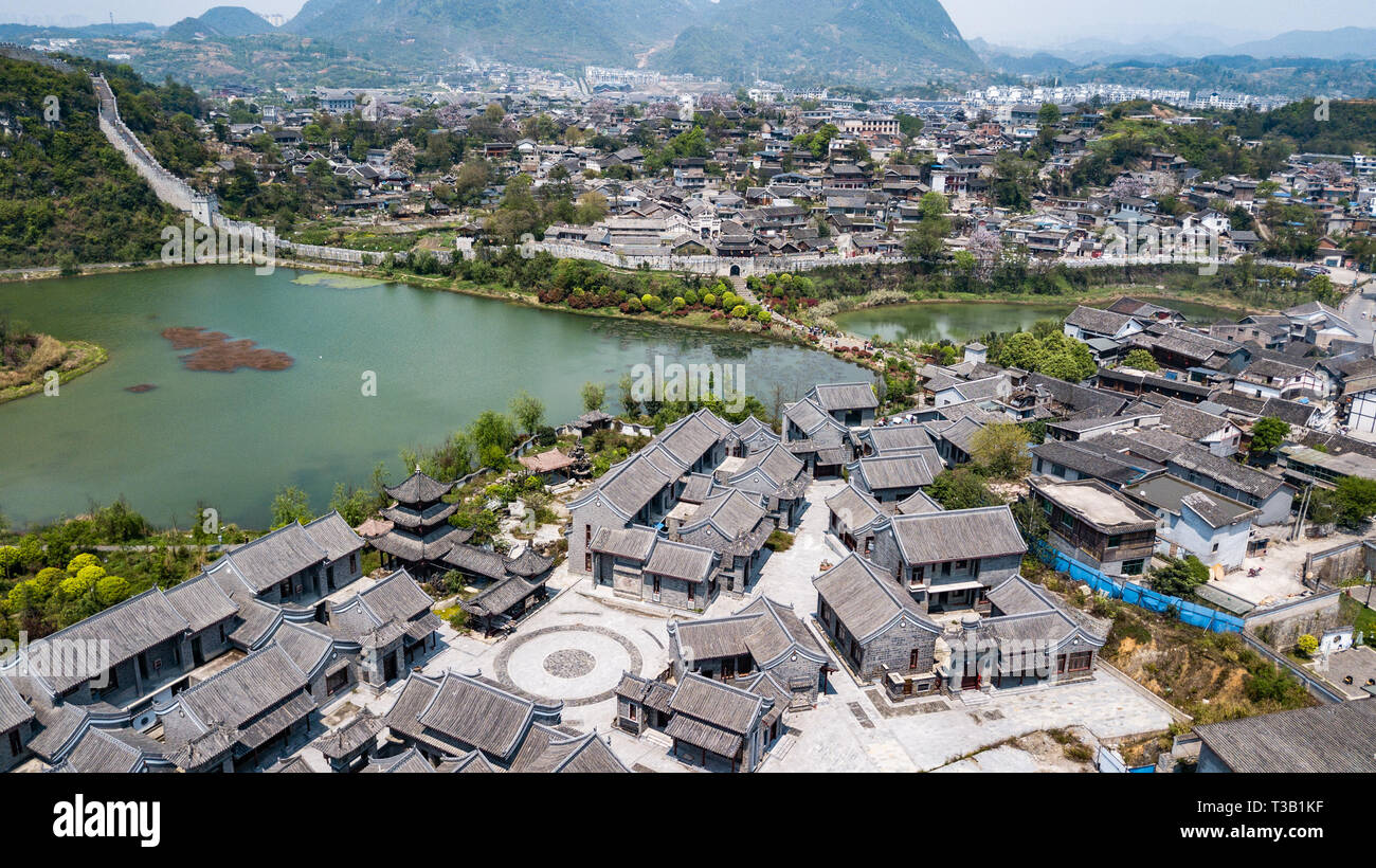 Guiyang. 8th Apr, 2019. Aerial photo taken on April 8, 2019 shows the ...