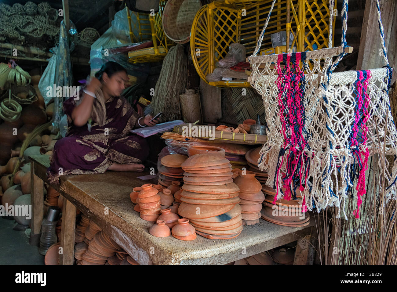 Selling pottery at local market, Bandarban, Chittagong Division ...