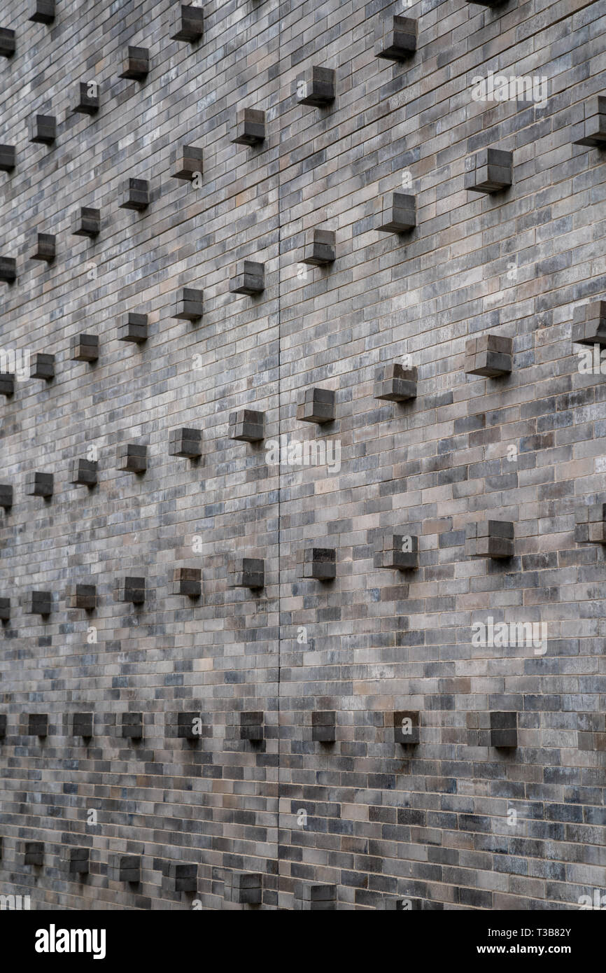 Cube brick stone block on the wall with the tile and seamless pattern ...