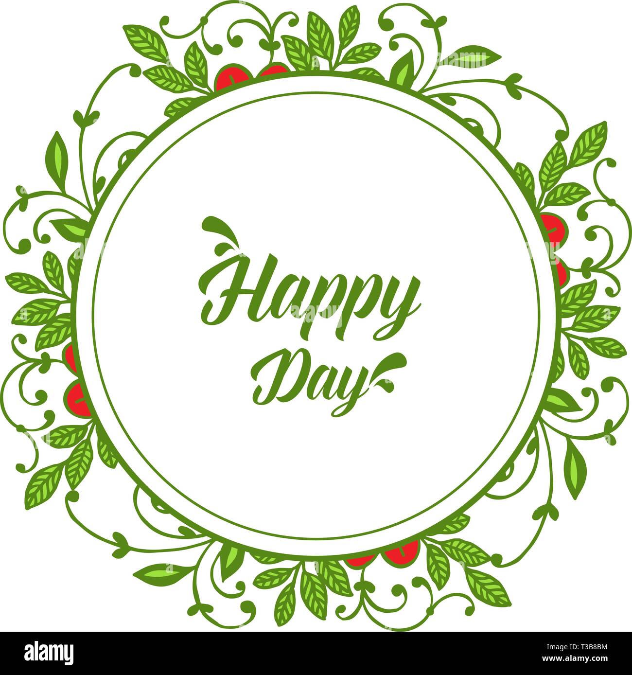 Vector illustration drawing flower frame for greeting card happy day ...