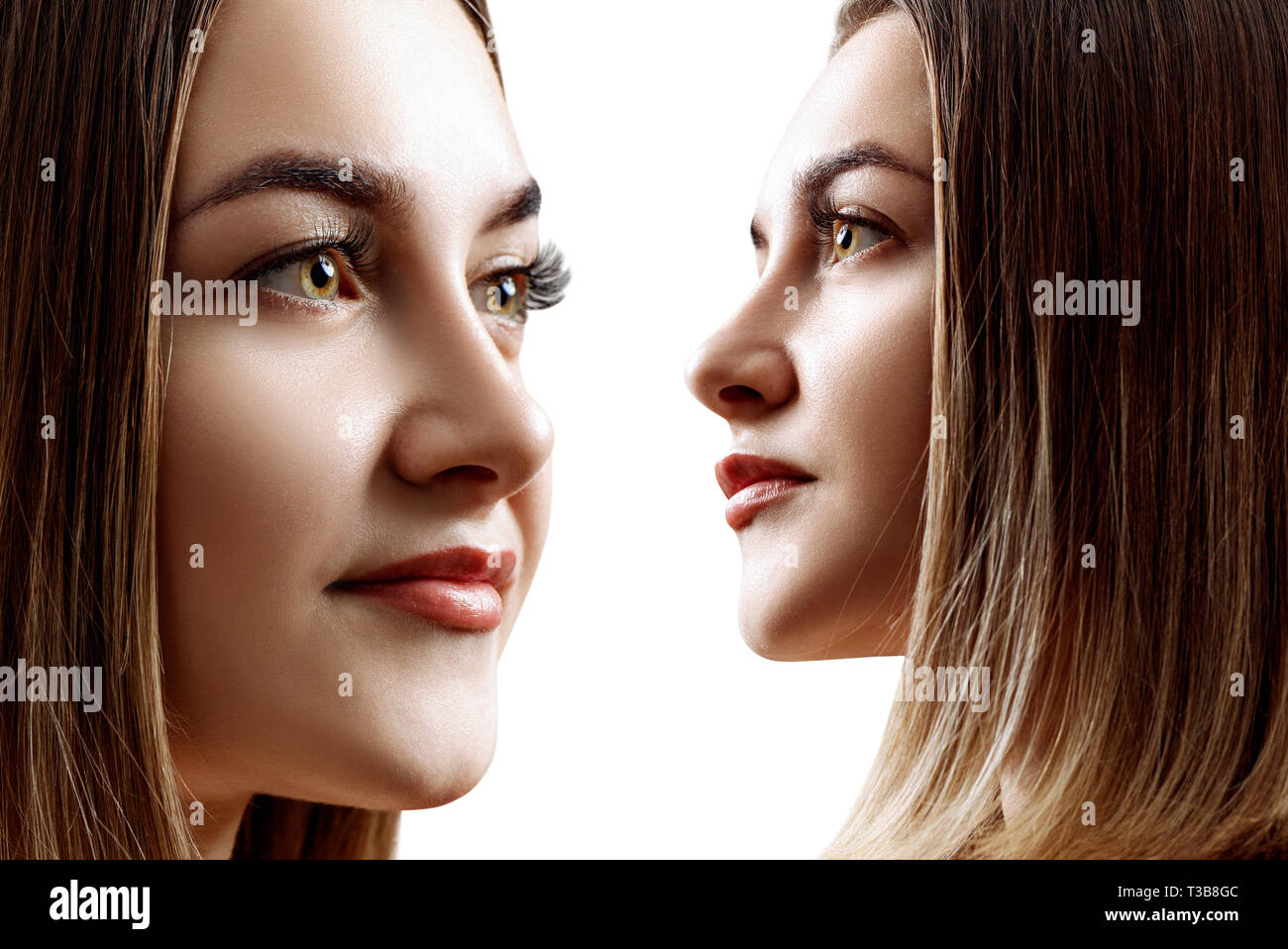 Collage of beautiful female face with perfect skin Stock Photo - Alamy