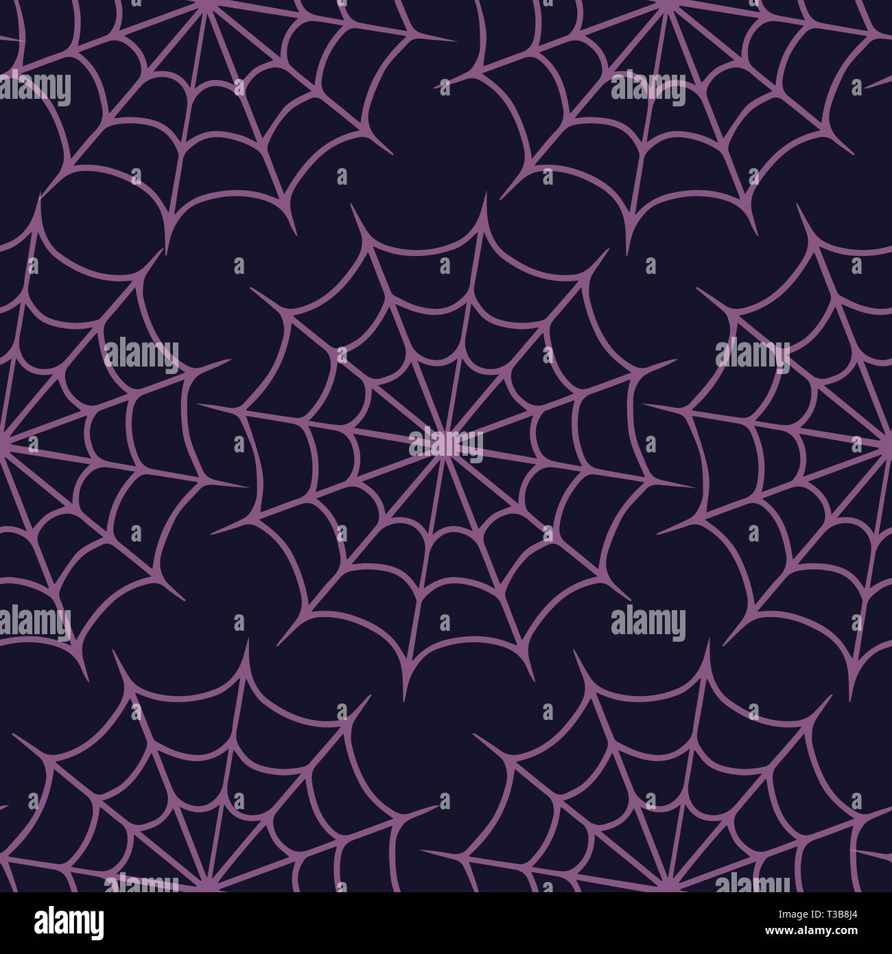 Seamless Halloween pattern with bright pink spiderwebs on dark black ...