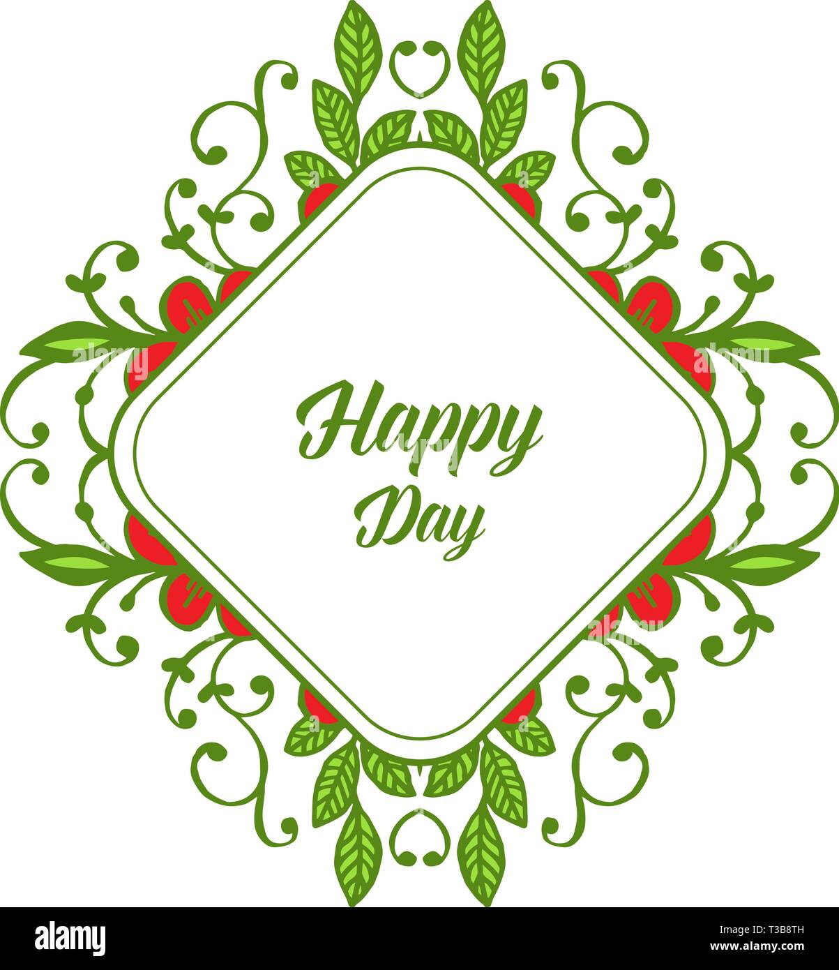 Vector illustration wreath of square floral frame for invitation happy ...