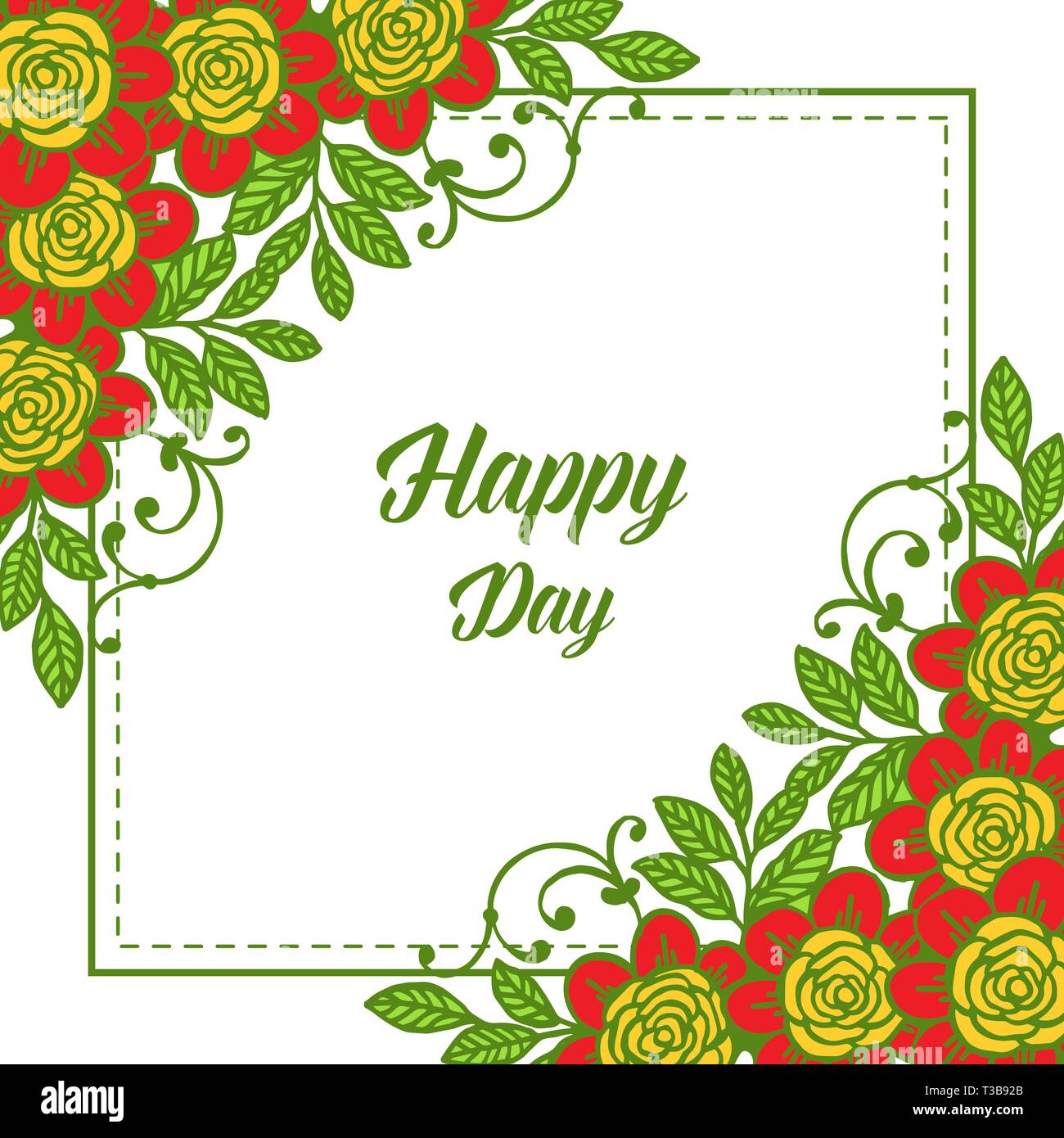 Vector illustration template happy day for various wreath floral frame ...