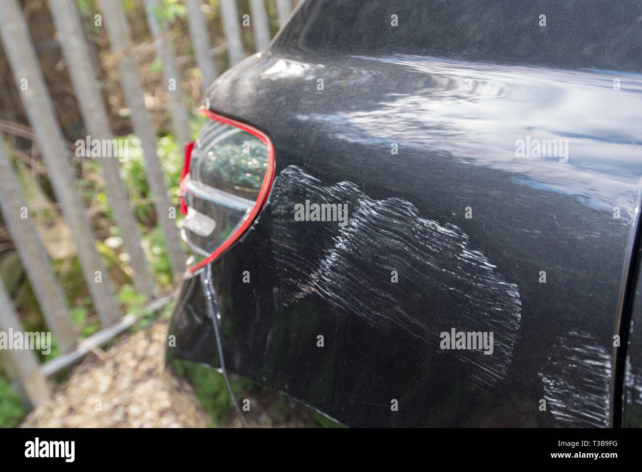 Car crash / Vehicle crash; close up damage and details of automobile ...