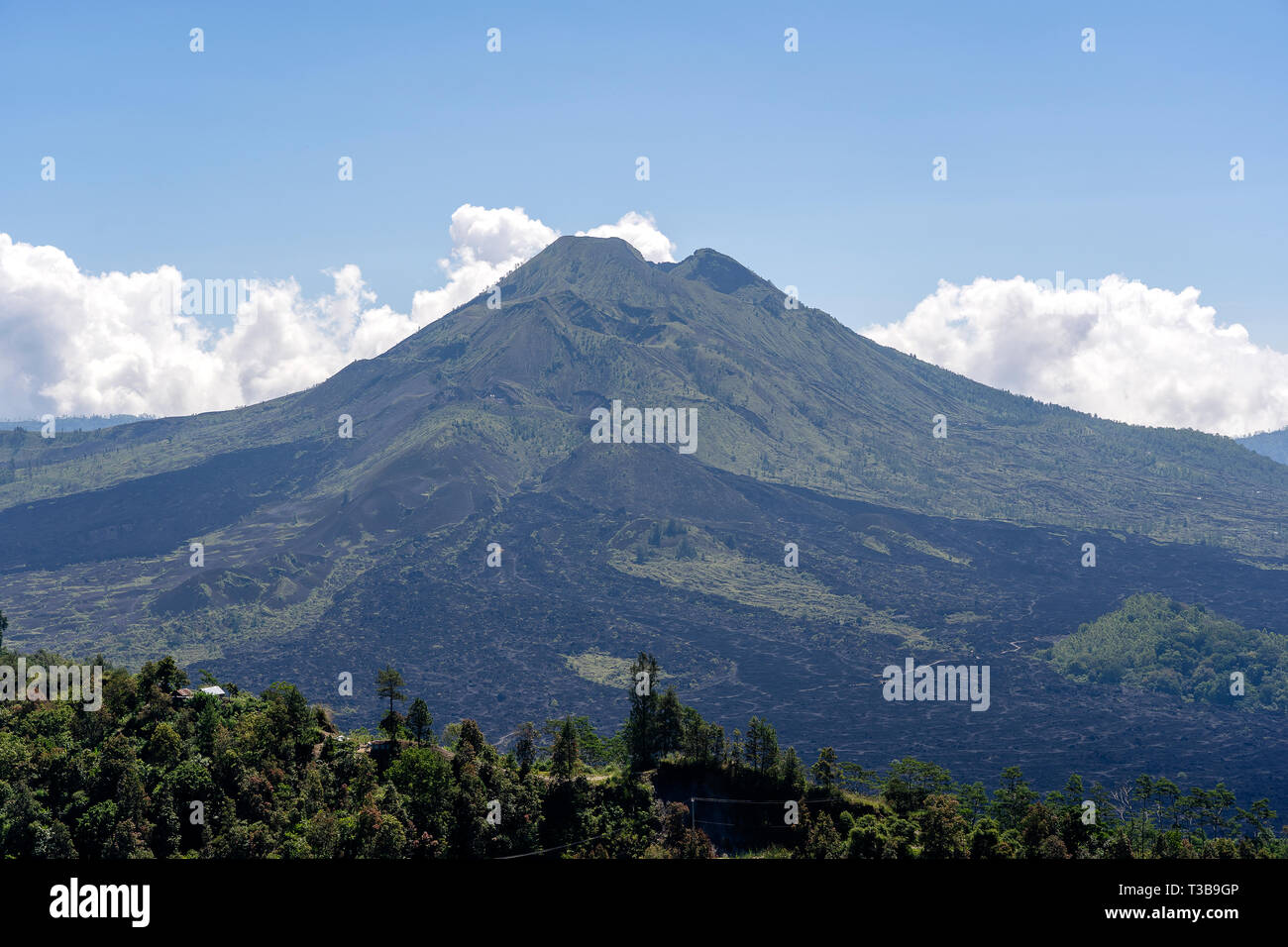 Active Indonesian volcano Batur in the tropical island Bali, Indonesia ...