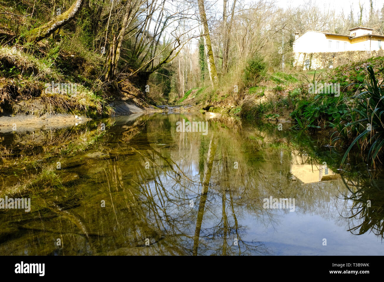 Small river in the countryside landscape in Tuscany, Italy Stock Photo ...
