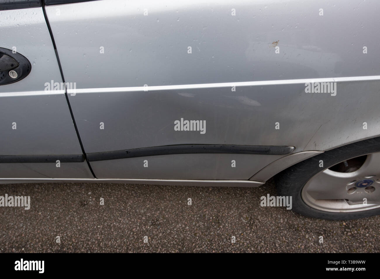 Car crash / Vehicle crash; close up damage and details of automobile ...