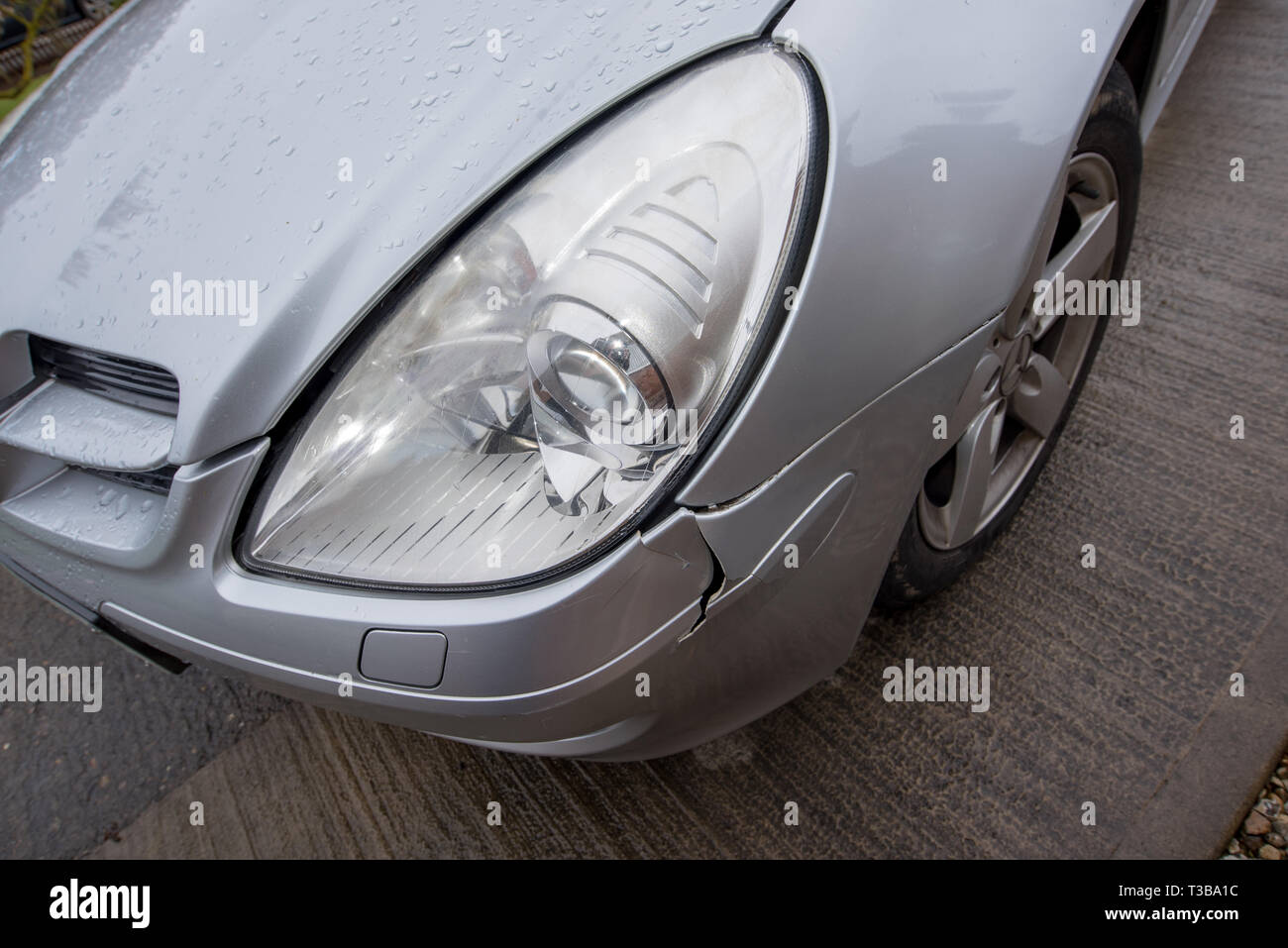 Car crash / Vehicle crash; close up damage and details of automobile ...