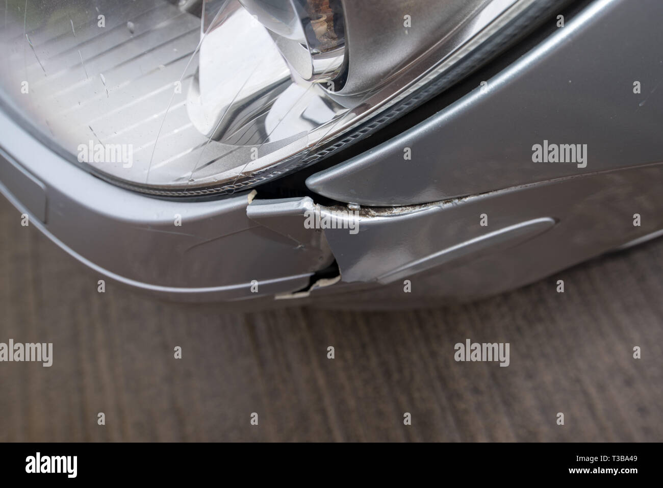 Car crash / Vehicle crash; close up damage and details of automobile ...