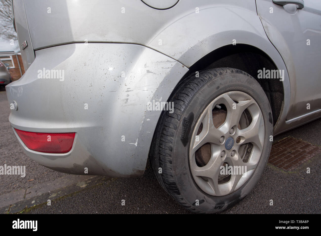Car crash / Vehicle crash; close up damage and details of automobile ...