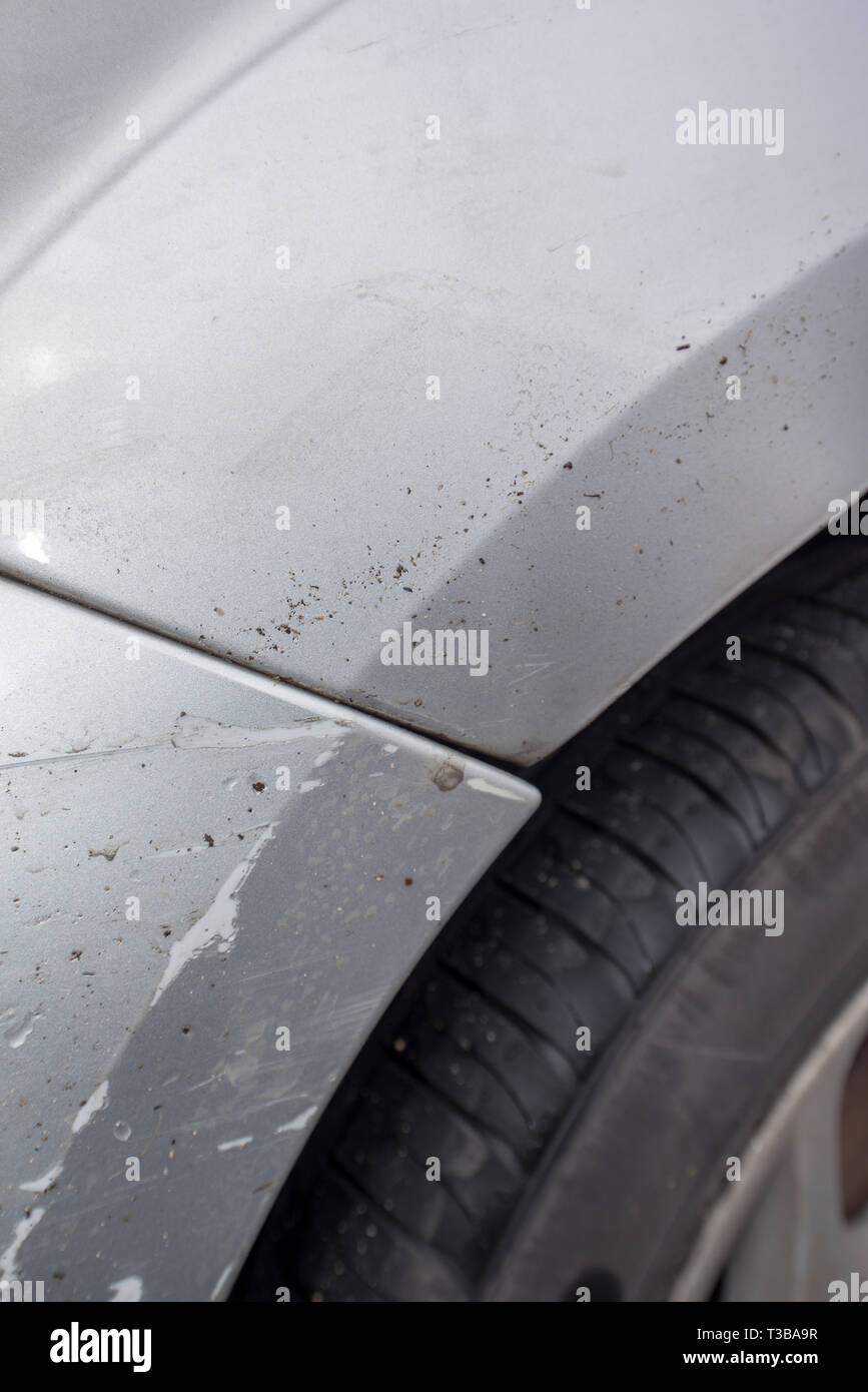 Car crash / Vehicle crash; close up damage and details of automobile ...