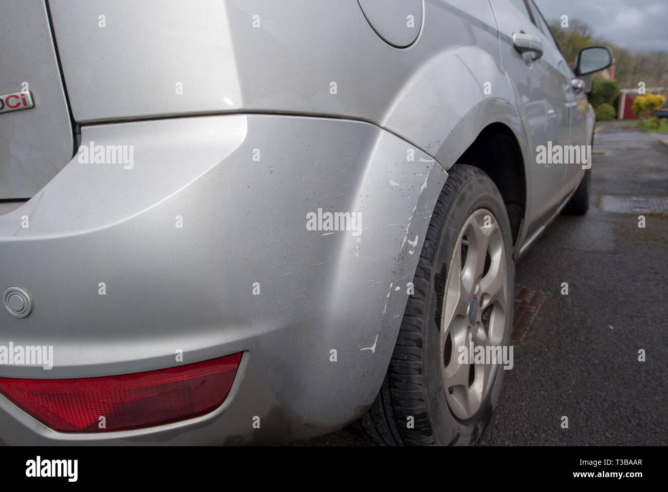 Car crash / Vehicle crash; close up damage and details of automobile ...