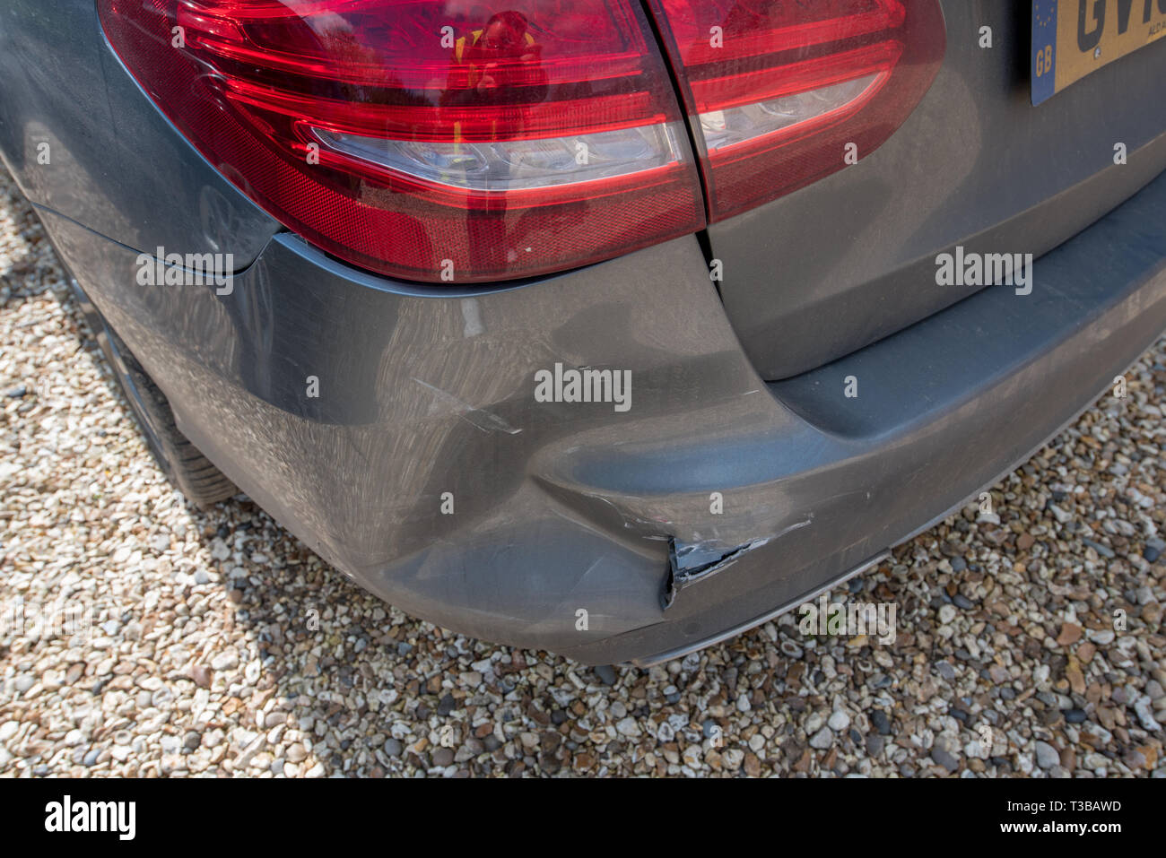 Car crash / Vehicle crash; close up damage and details of automobile ...