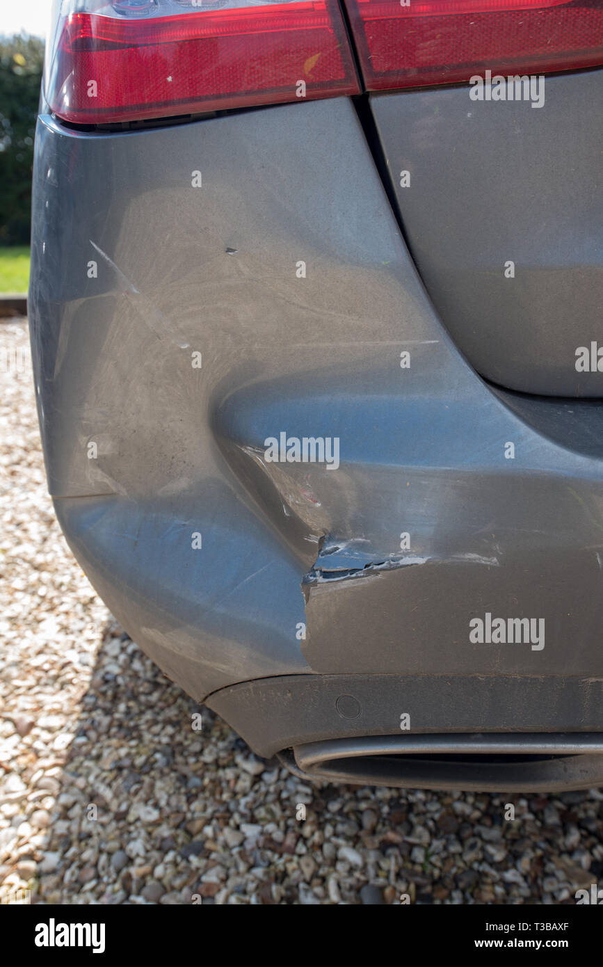 Car crash / Vehicle crash; close up damage and details of automobile ...