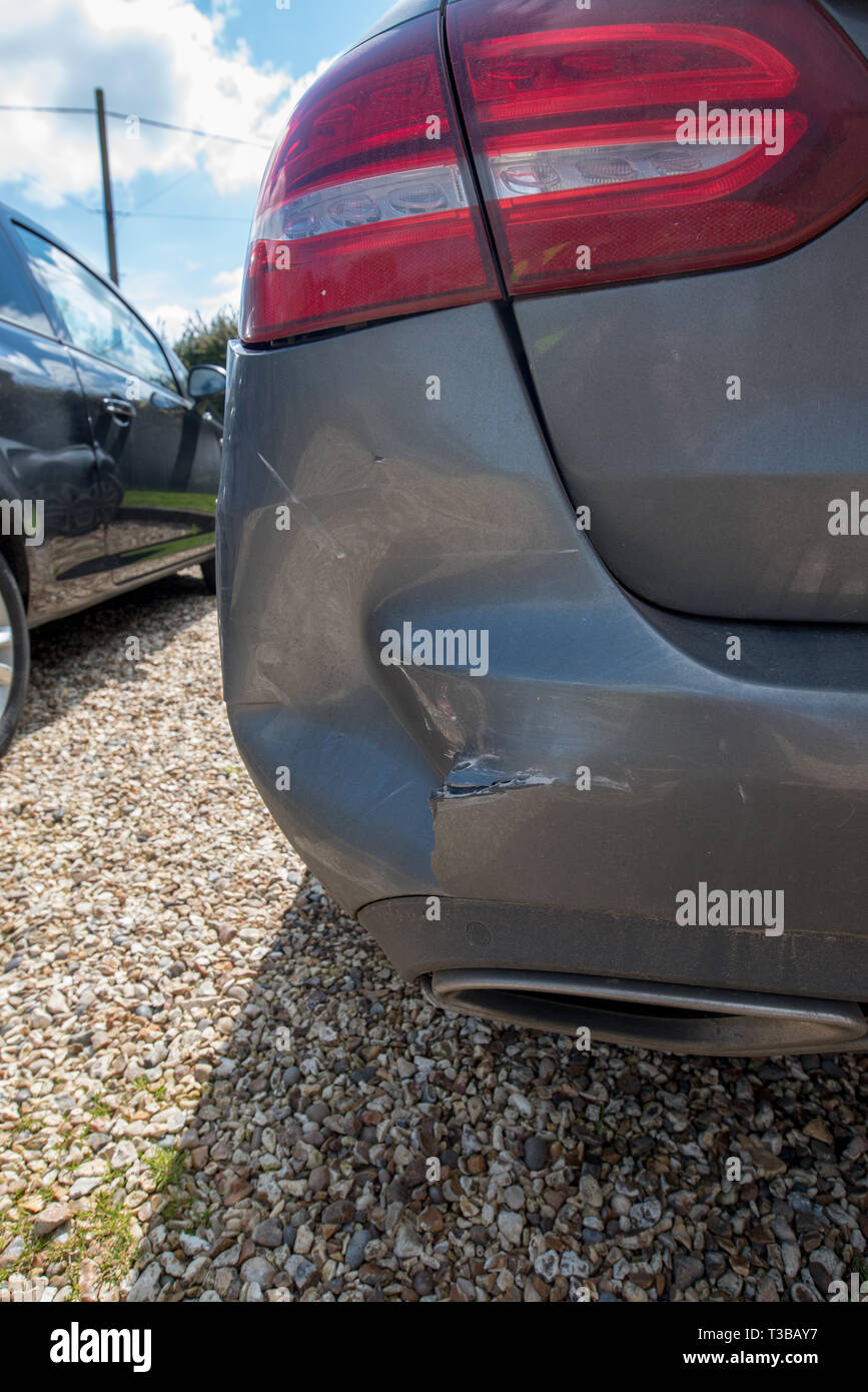 Car crash / Vehicle crash; close up damage and details of automobile ...
