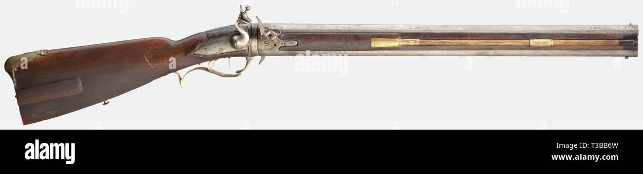 Civil long arms, flintlock and caplock, flintlock turned rifle, German ...