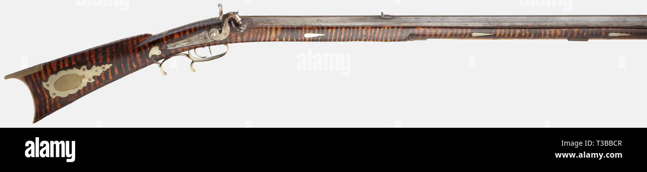 Civil long arms, flintlock and caplock, caplock Kentucky Rifle, late ...