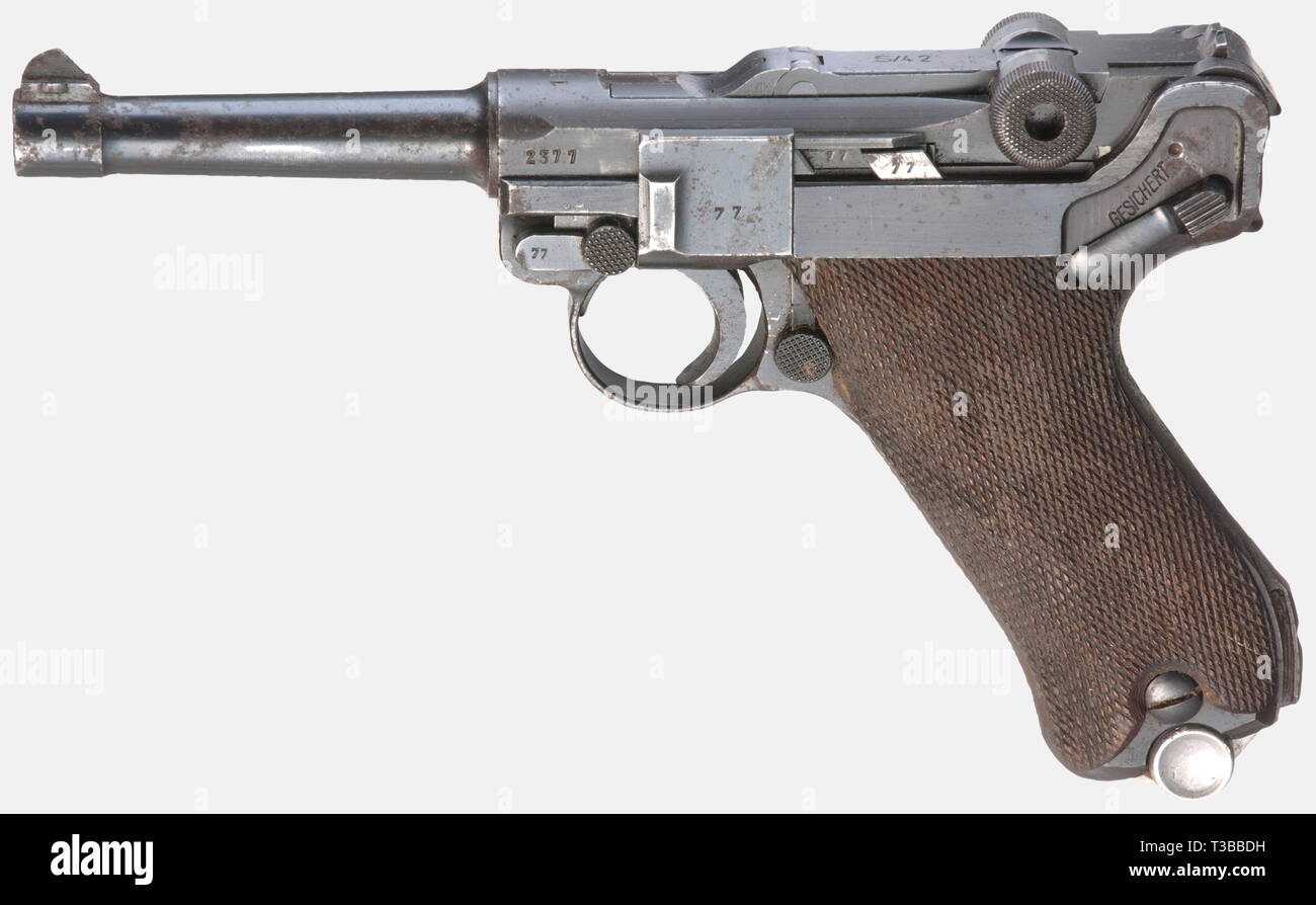 Small arms, pistols, Luger pistol 08 Parabellum, manufactured by Mauser ...