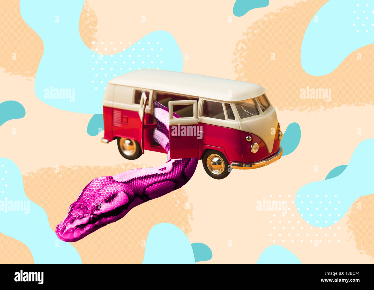 Dangerous chill. Trip or journey vibes. Big pink snake crawling from ...