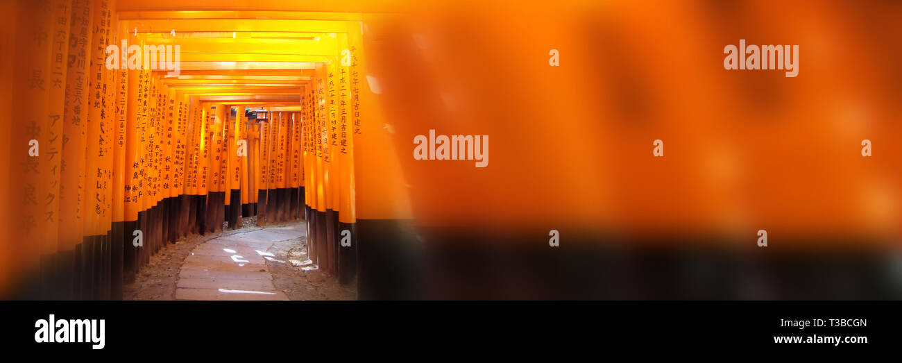 Fushimi inari temple in Kyoto, panoramic japan background Stock Photo ...