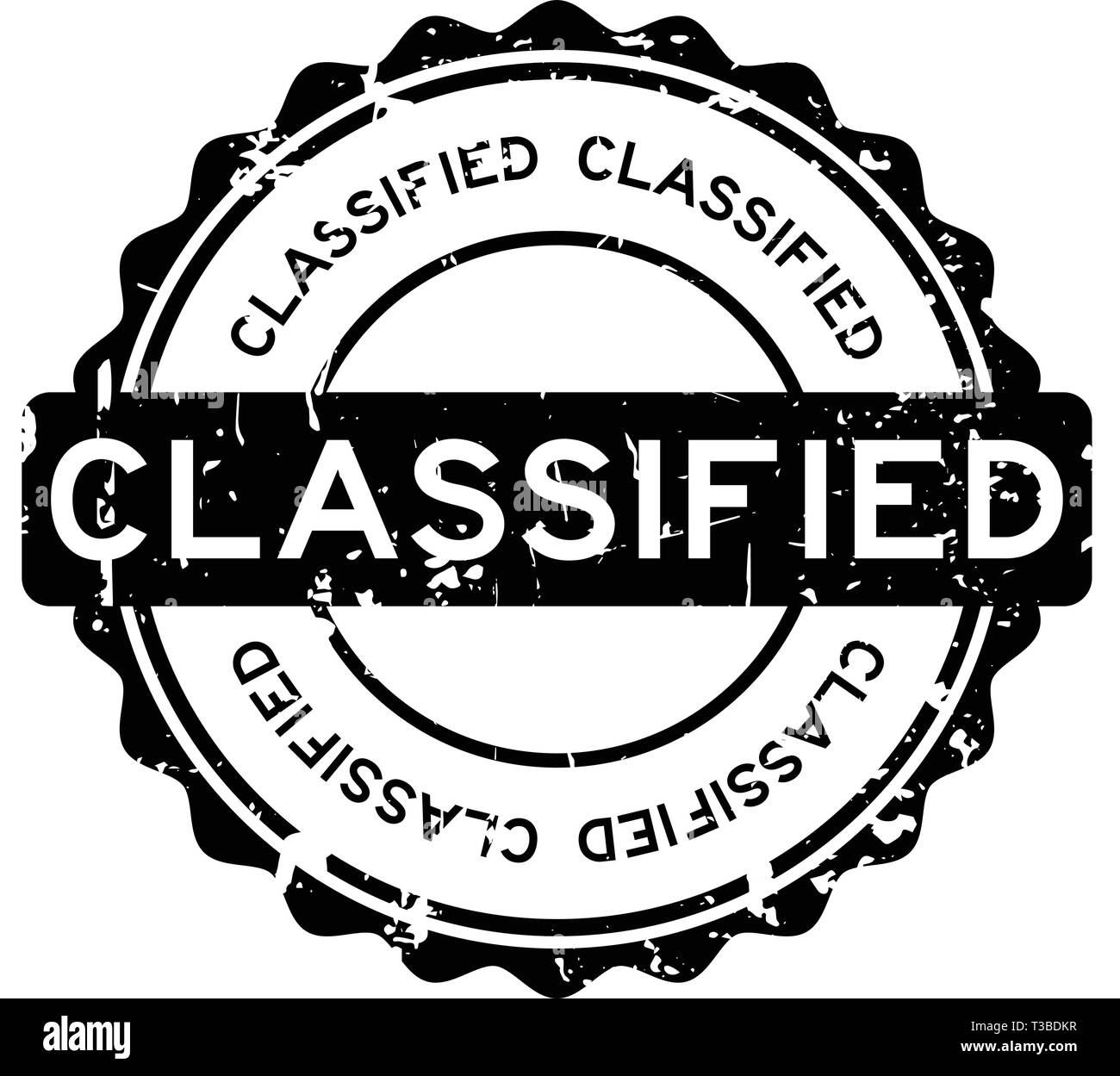 Grunge black classified round rubber stamp on white background Stock ...