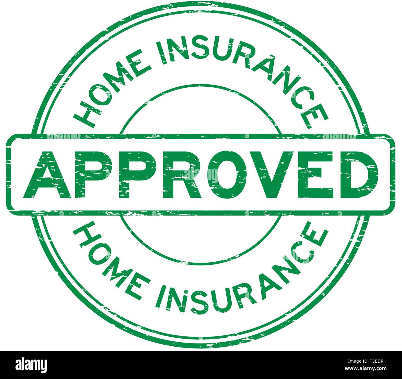 Grunge green home insurance approved round rubber seal stamp Stock ...