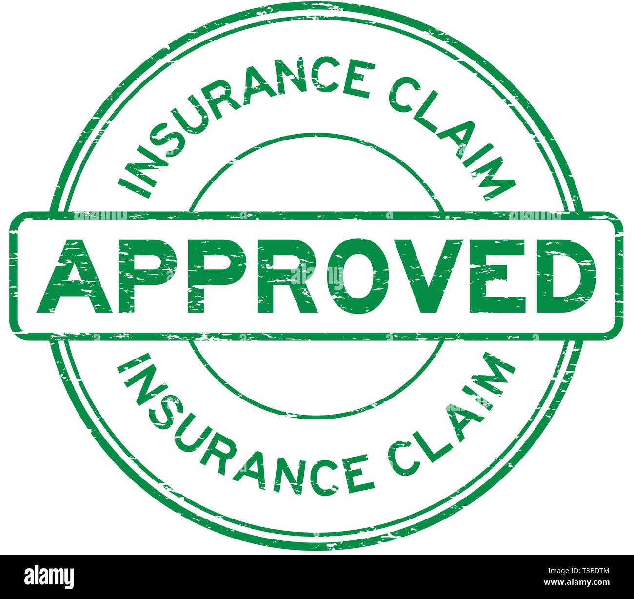 Grunge green insurance claim approved round rubber seal stamp Stock ...