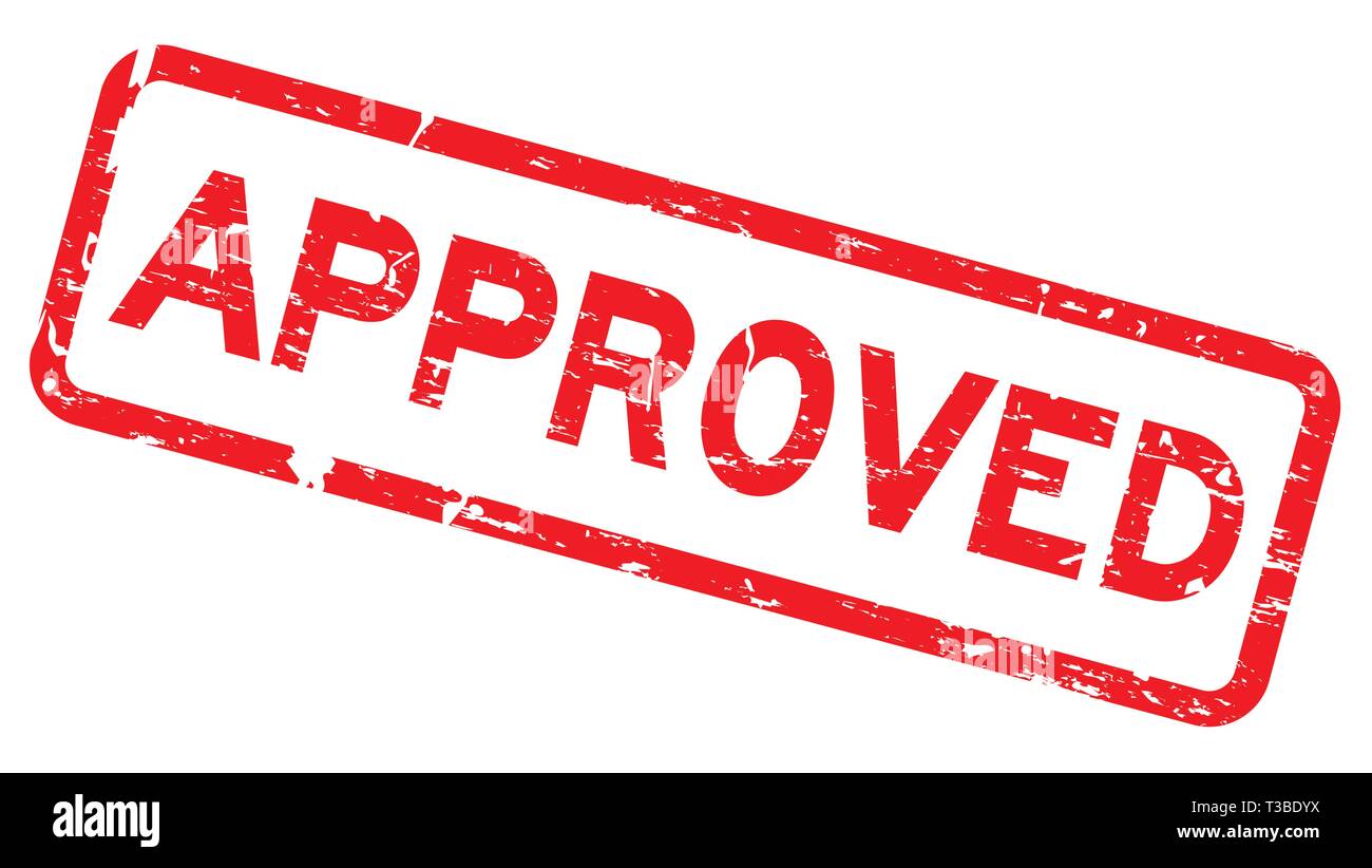 Grunge red approved square rubber seal stamp on white background Stock ...