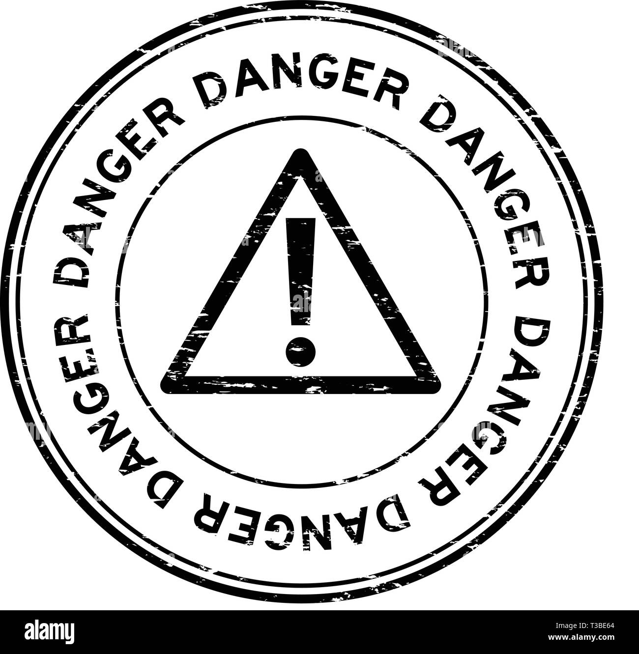 Grunge black danger round rubber seal stamp on white background Stock ...