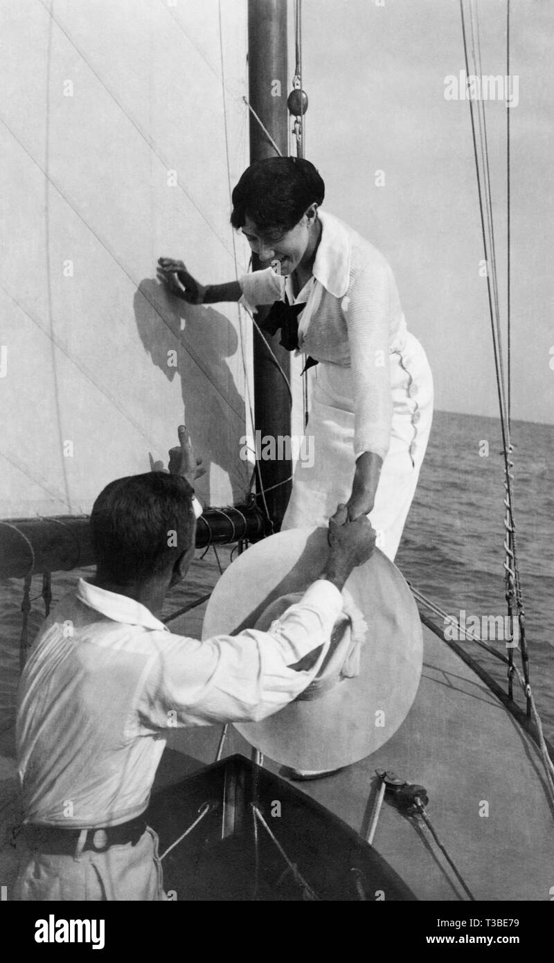 One sailing boat in Black and White Stock Photos & Images - Alamy