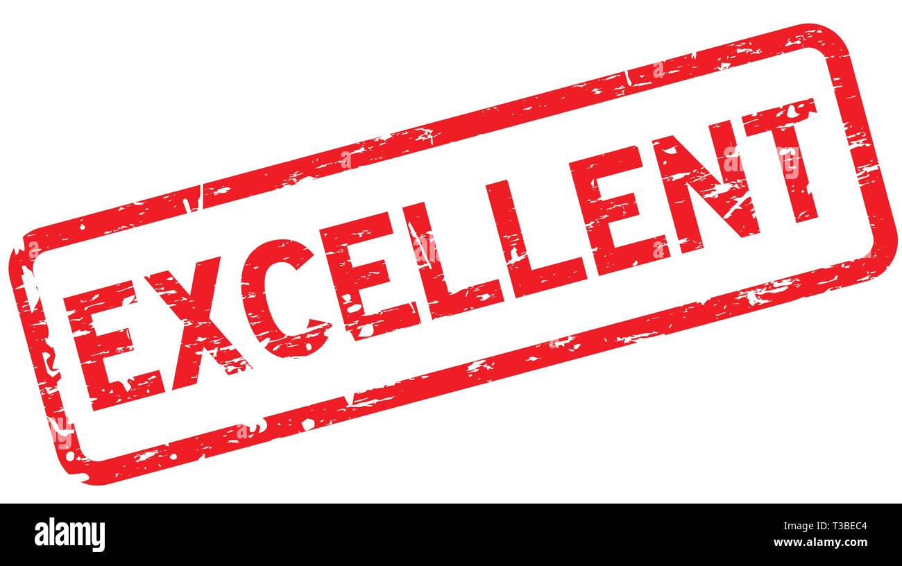 Grunge red excellent square rubber seal stamp on white background Stock ...