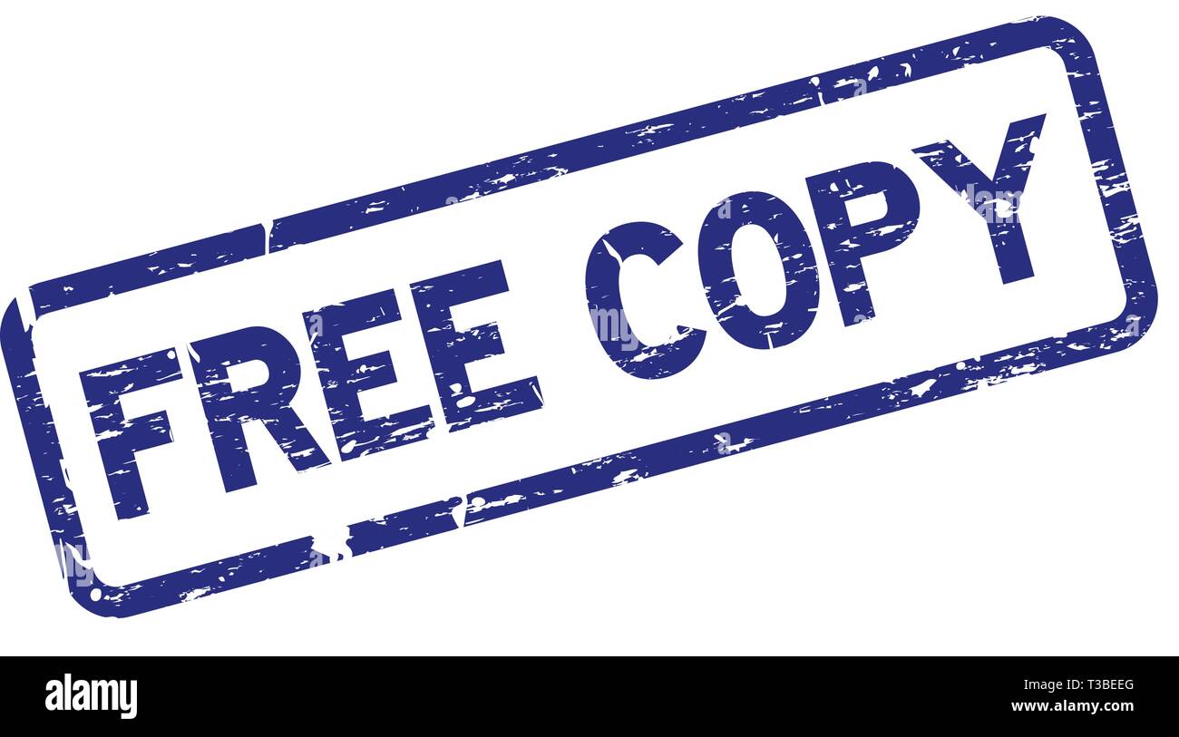 Grunge blue free copy square rubber seal stamp on white background ...