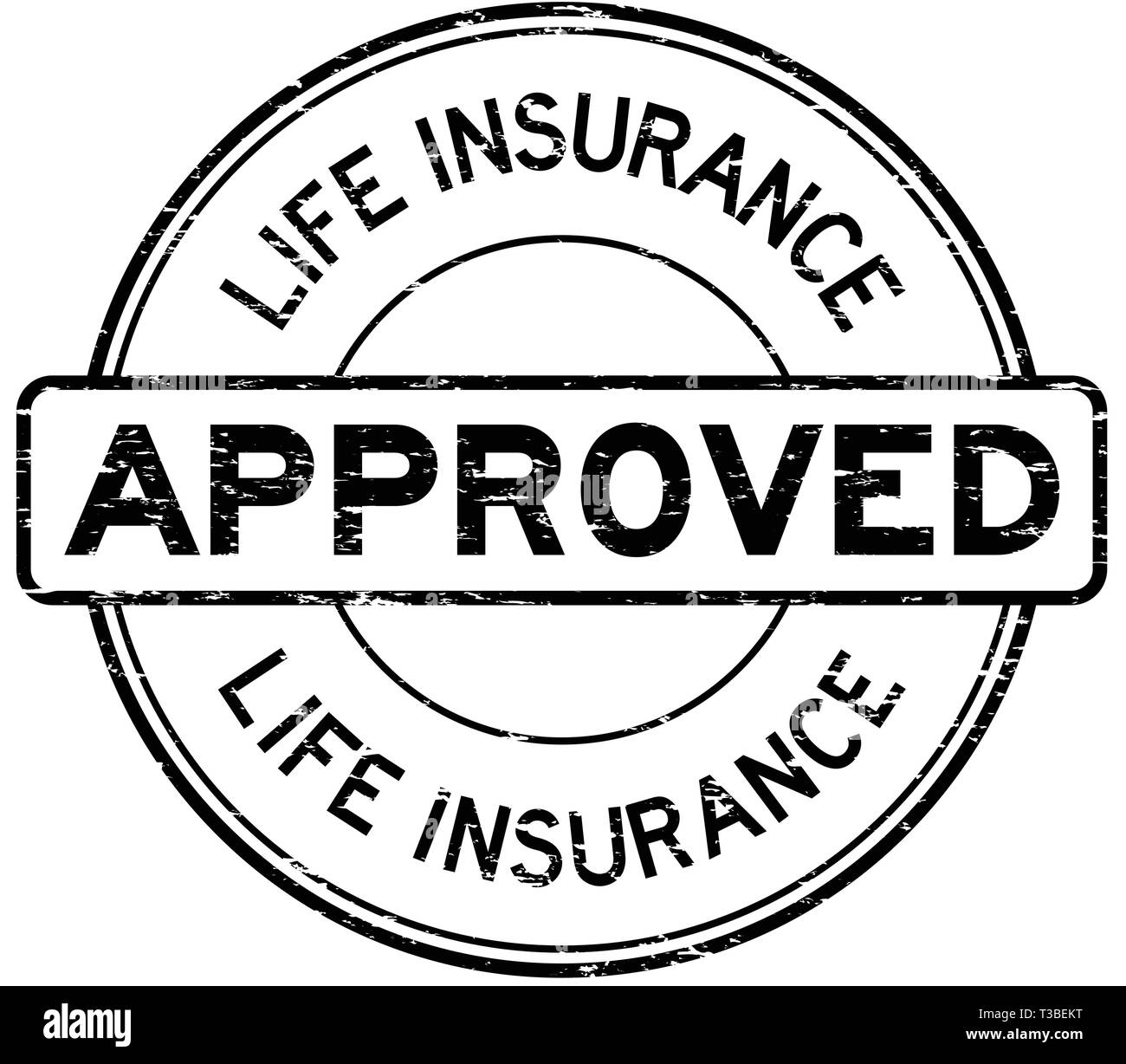 Grunge black life insurance approved round rubber seal stamp Stock ...