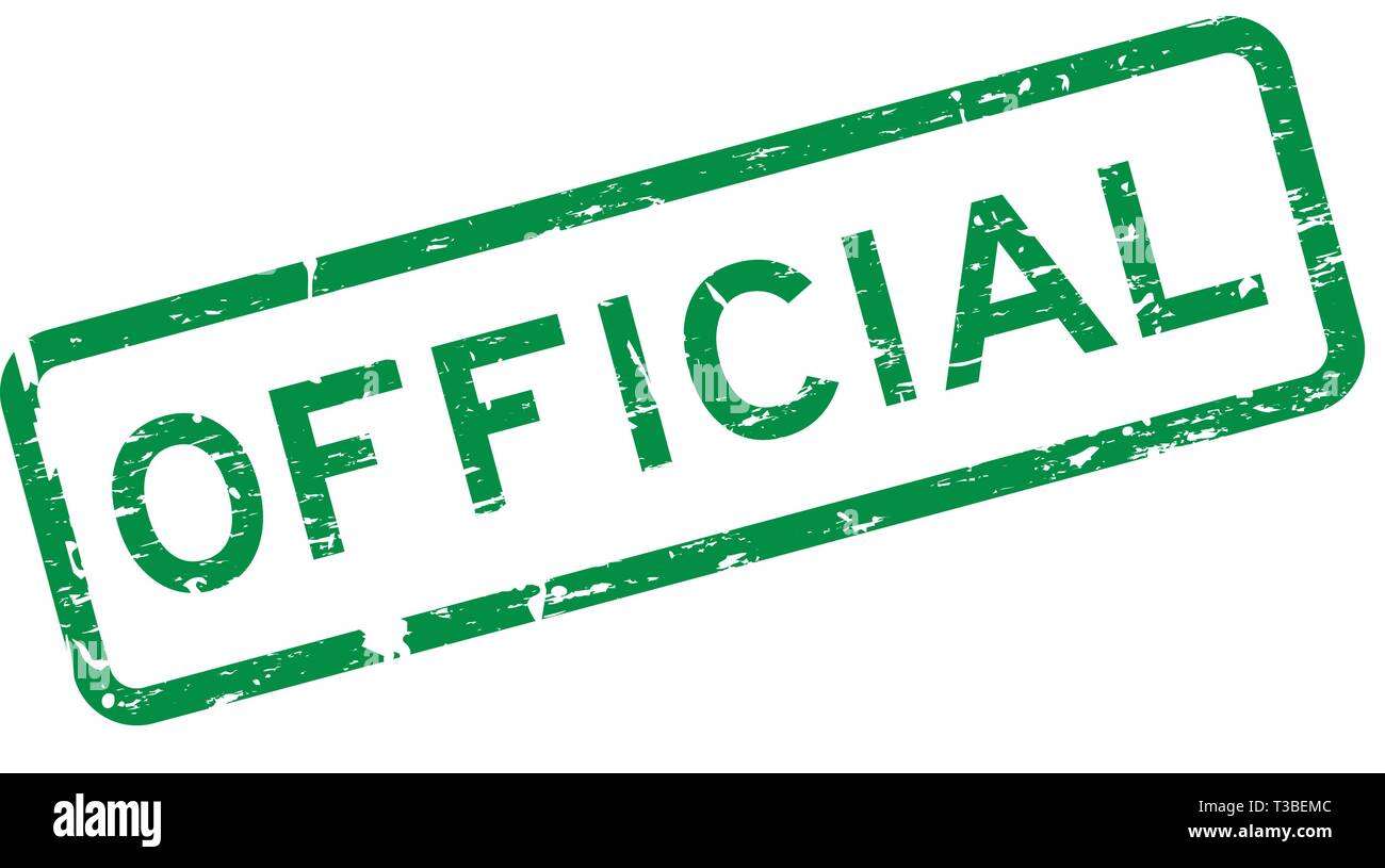 Grunge green official square rubber seal stamp on white background ...
