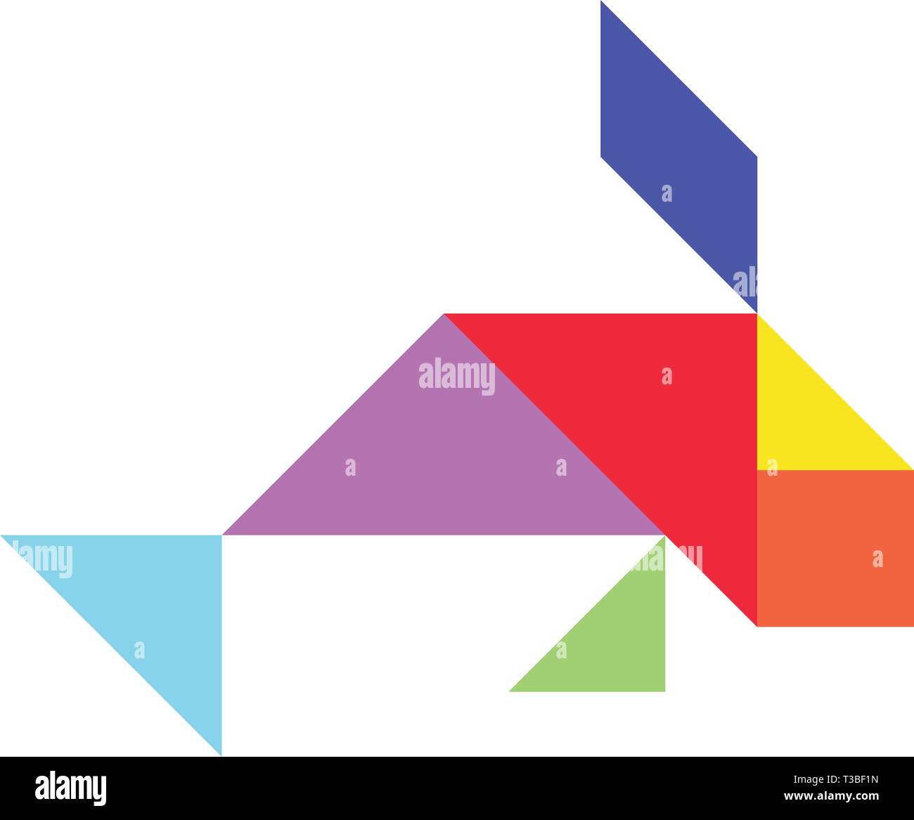 Colorful tangram in fish shape on white background (Vector Stock Vector ...