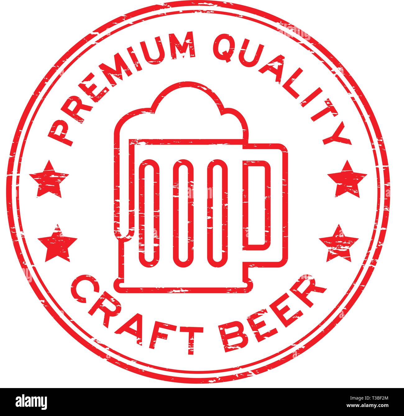 Grunge premium quality craft beer round rubber stamp on white ...