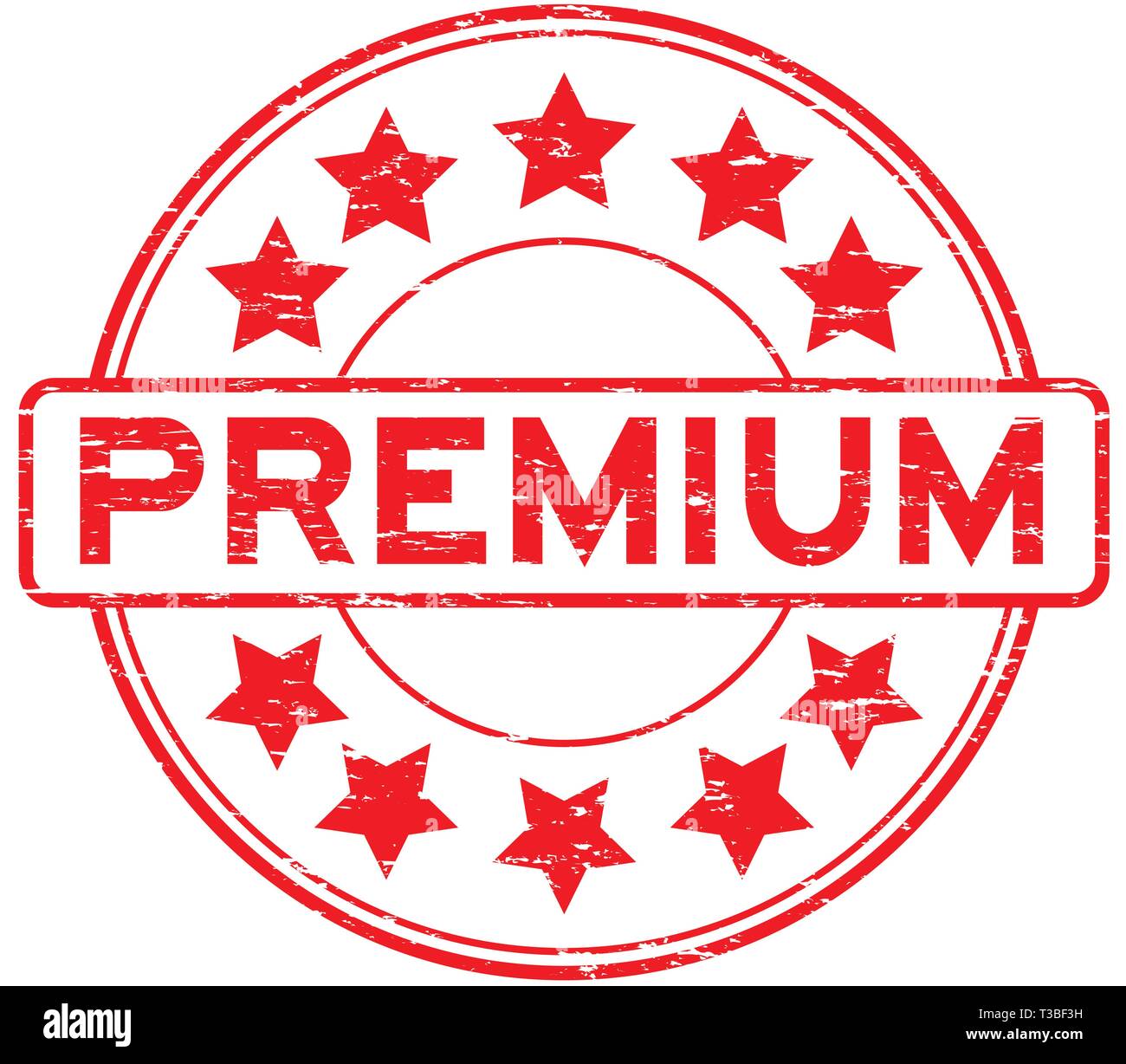 Grunge red premium with star icon round rubber seal stamp Stock Vector ...