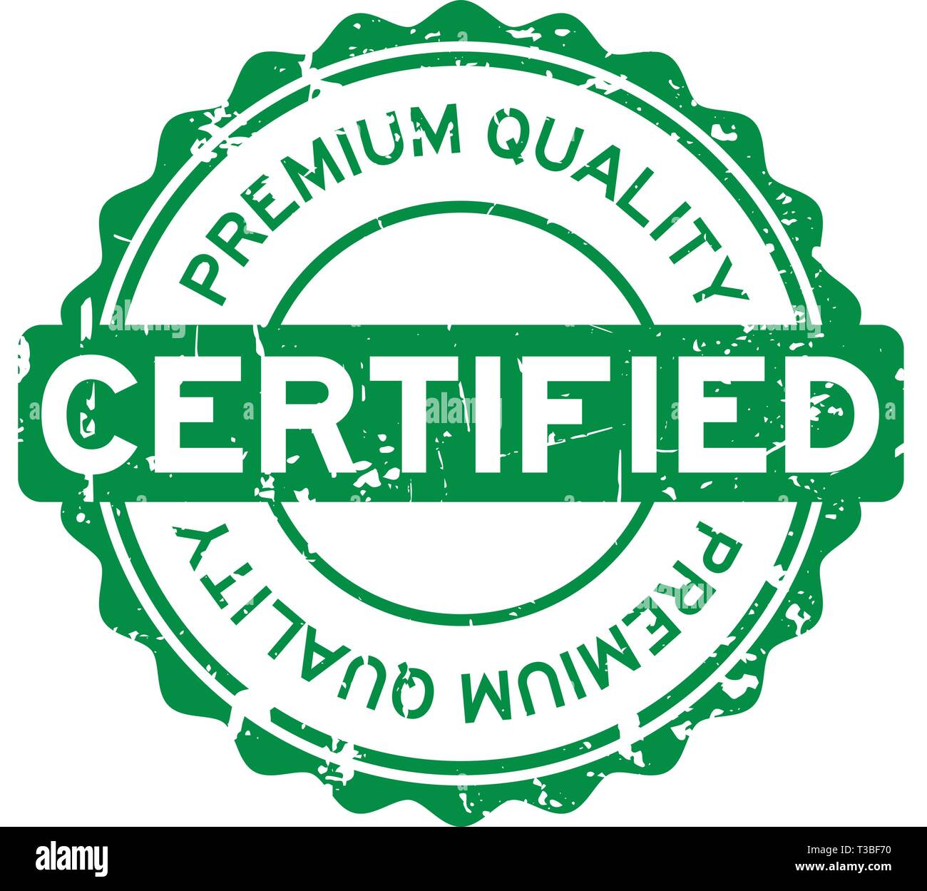 Grunge green rubber stamp premium quality certified round rubber seal ...