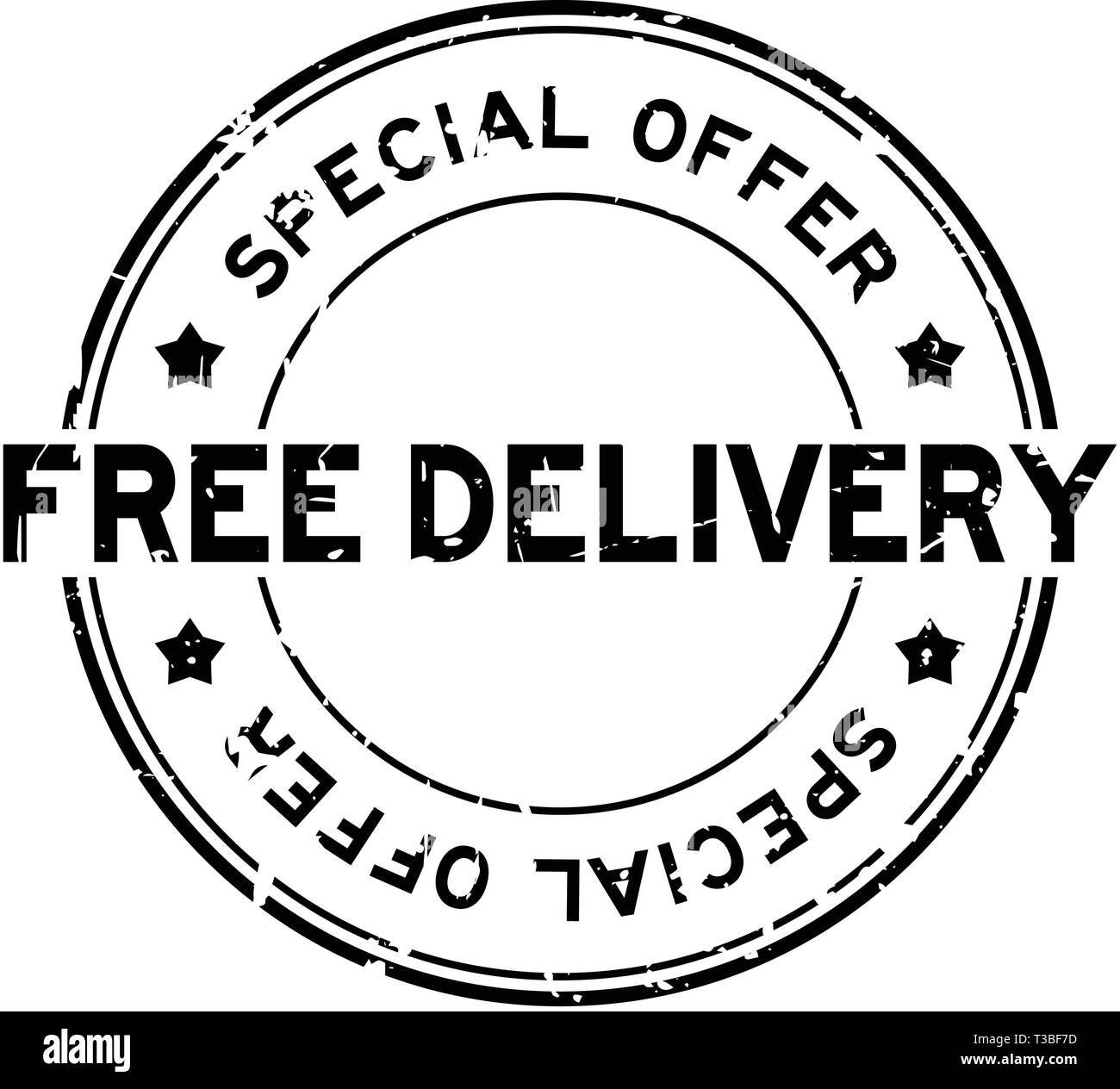 Grunge black special offer free delivery round rubber seal stamp on ...