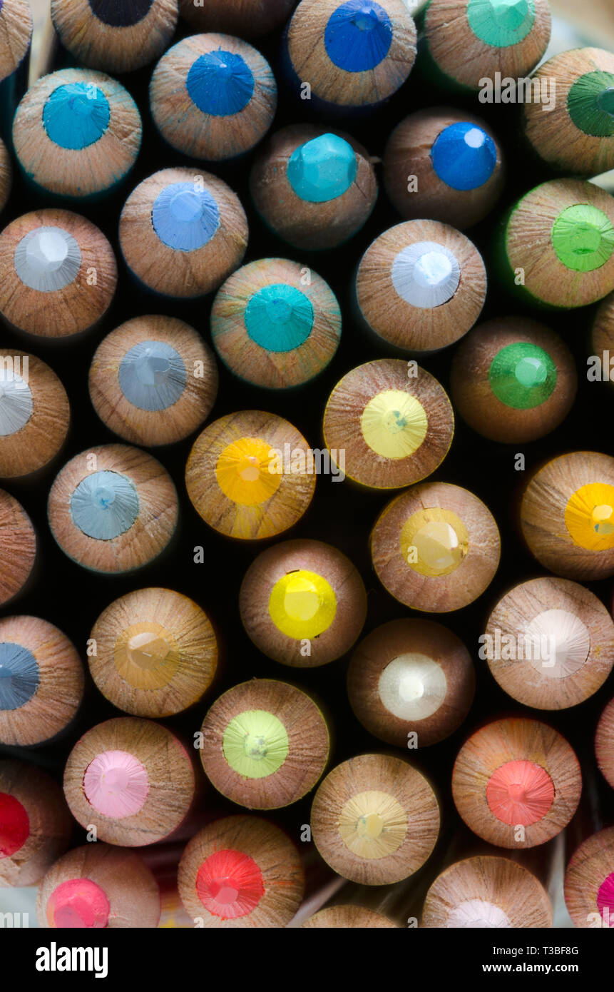 Background with wooden crayons Stock Photo - Alamy