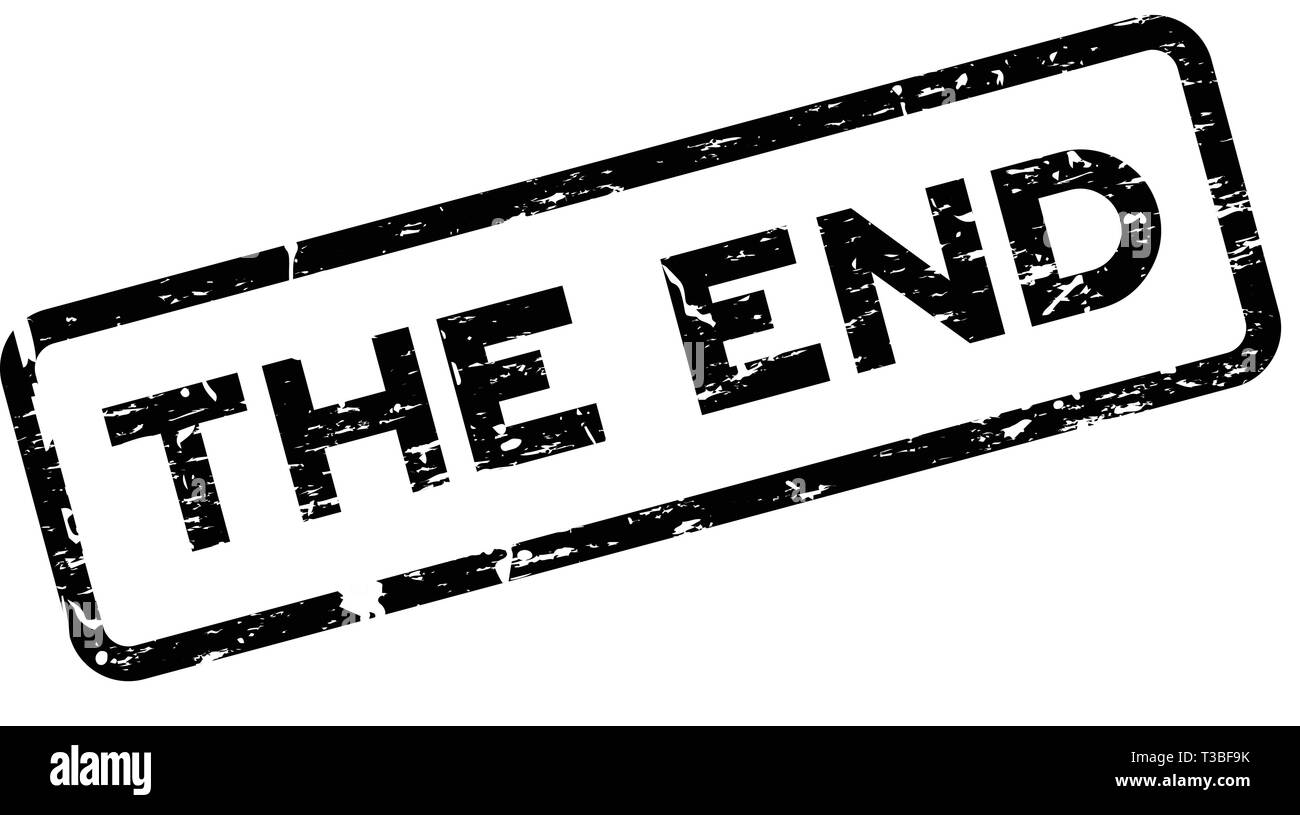 Grunge black the end square rubber seal stamp on white background Stock ...