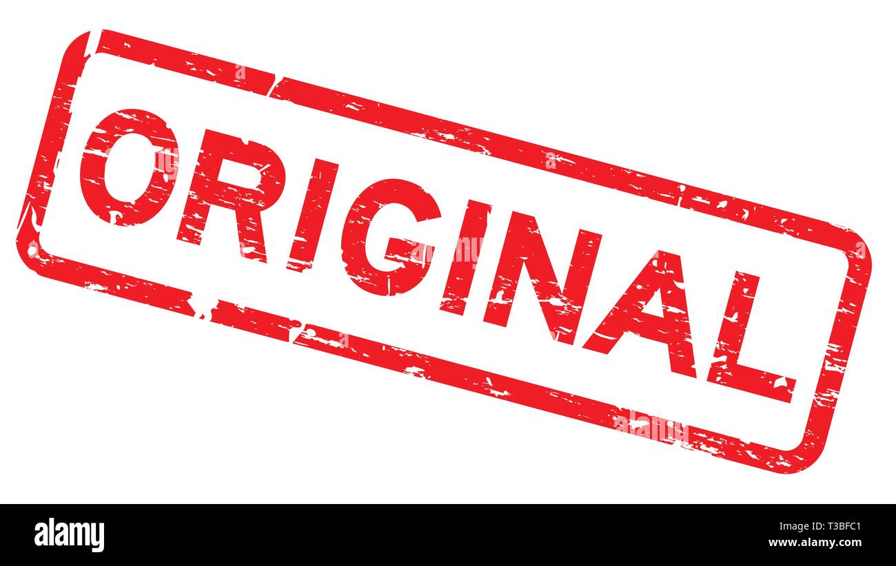 Grunge red original square rubber seal stamp on white background Stock ...